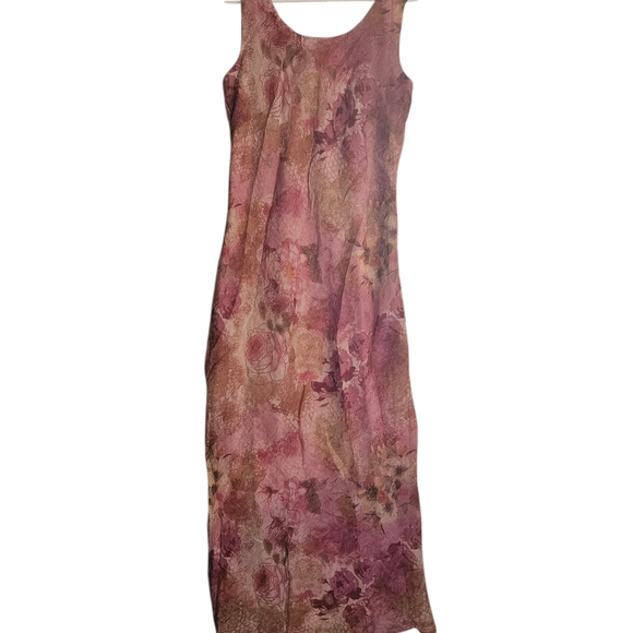 K Studio | Dresses | Elegant Floral Maxi Dress In Pink And Brown | Poshmark